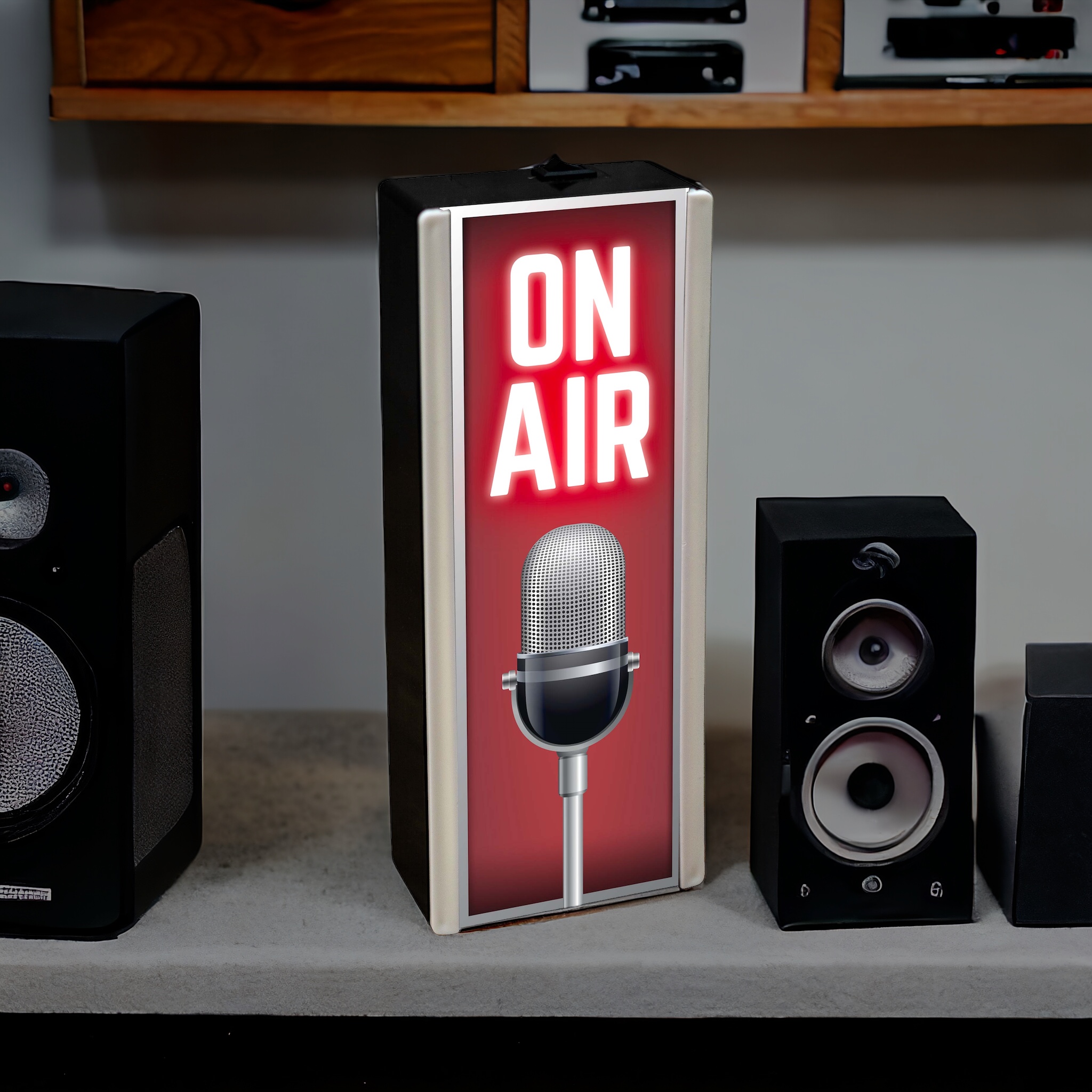 Light Box Room Sign On Air w Mic - Retro Classic Light Box