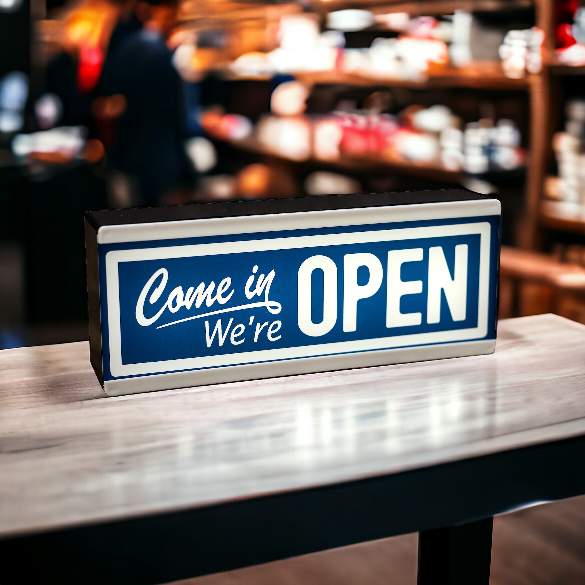 Light Box Sign Come in We're Open - Workspace lighting
