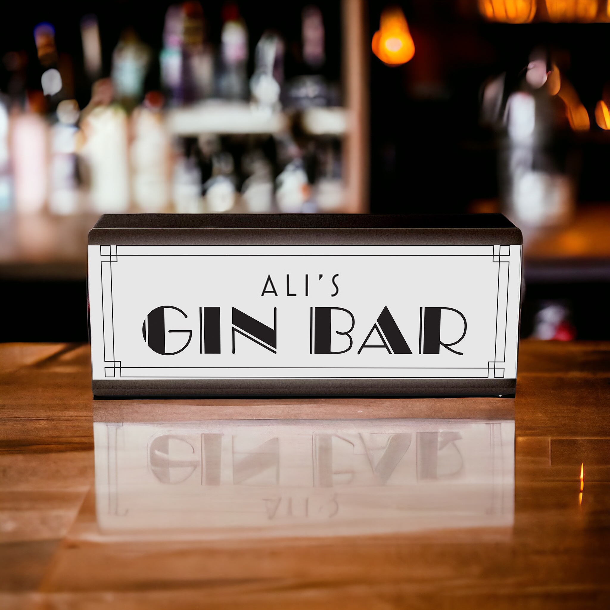 Personalised Room Light Box Gin Bar - Gin Bar Sign Home Bar Gift