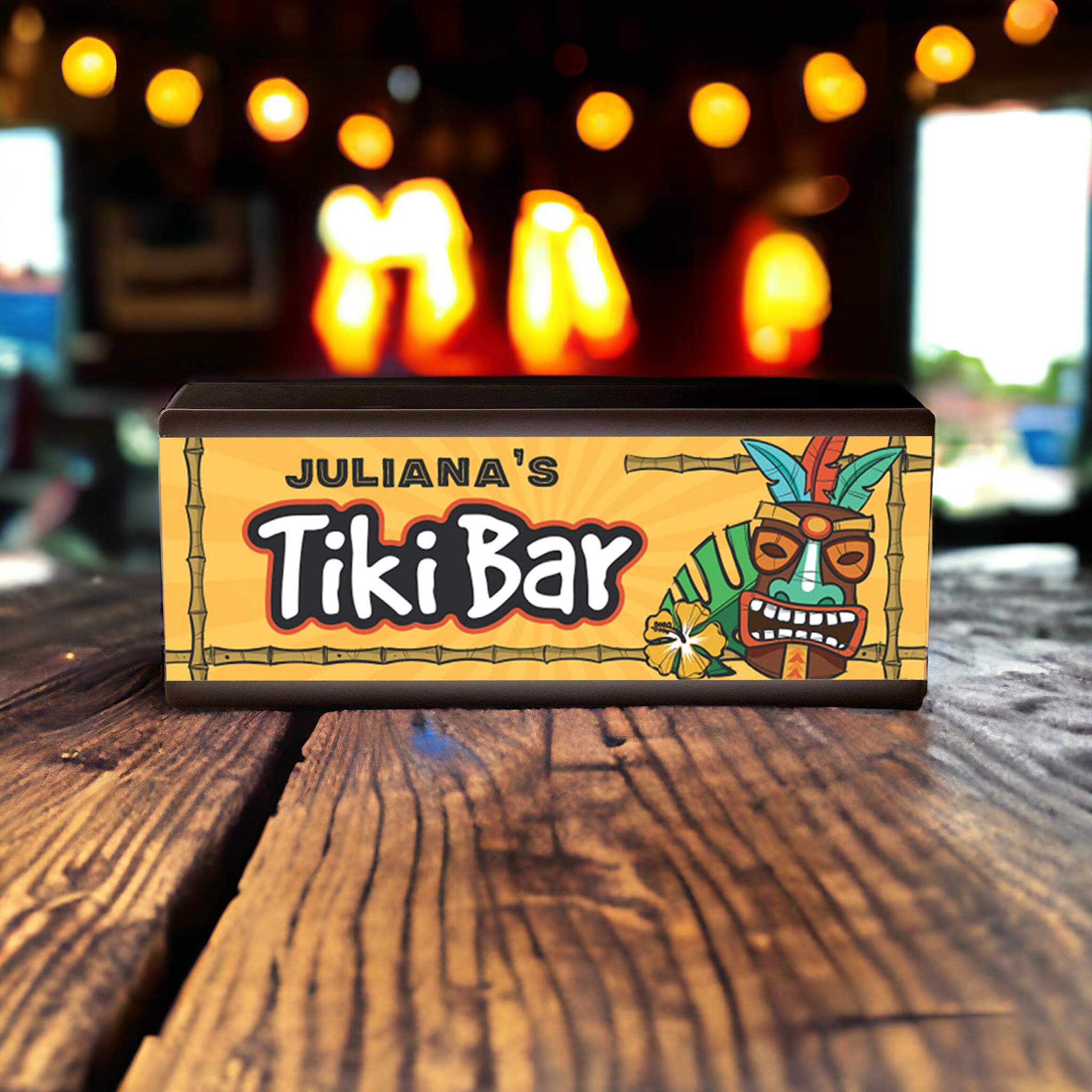 Personalised Room Light Box Tiki - Party Bar and Man Cave Decor