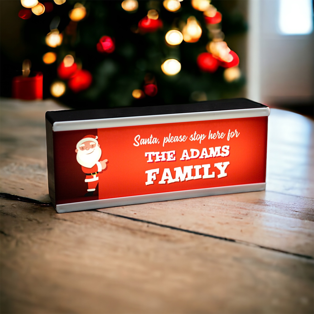 Personalised Room Light Box Santa - Light Up Xmas Sign