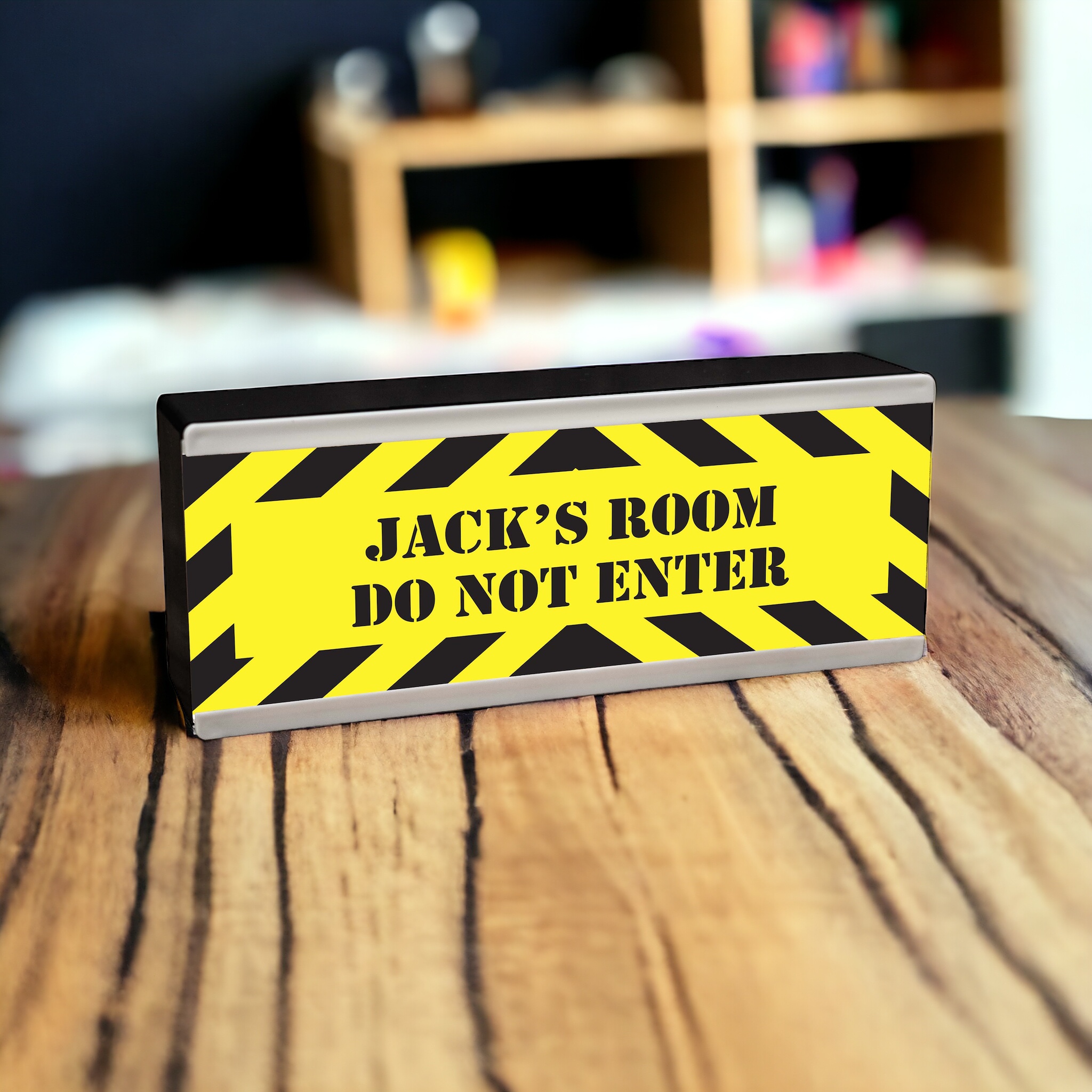 Personalised Room Light Box Do Not Enter - Kids Room Warning Sign