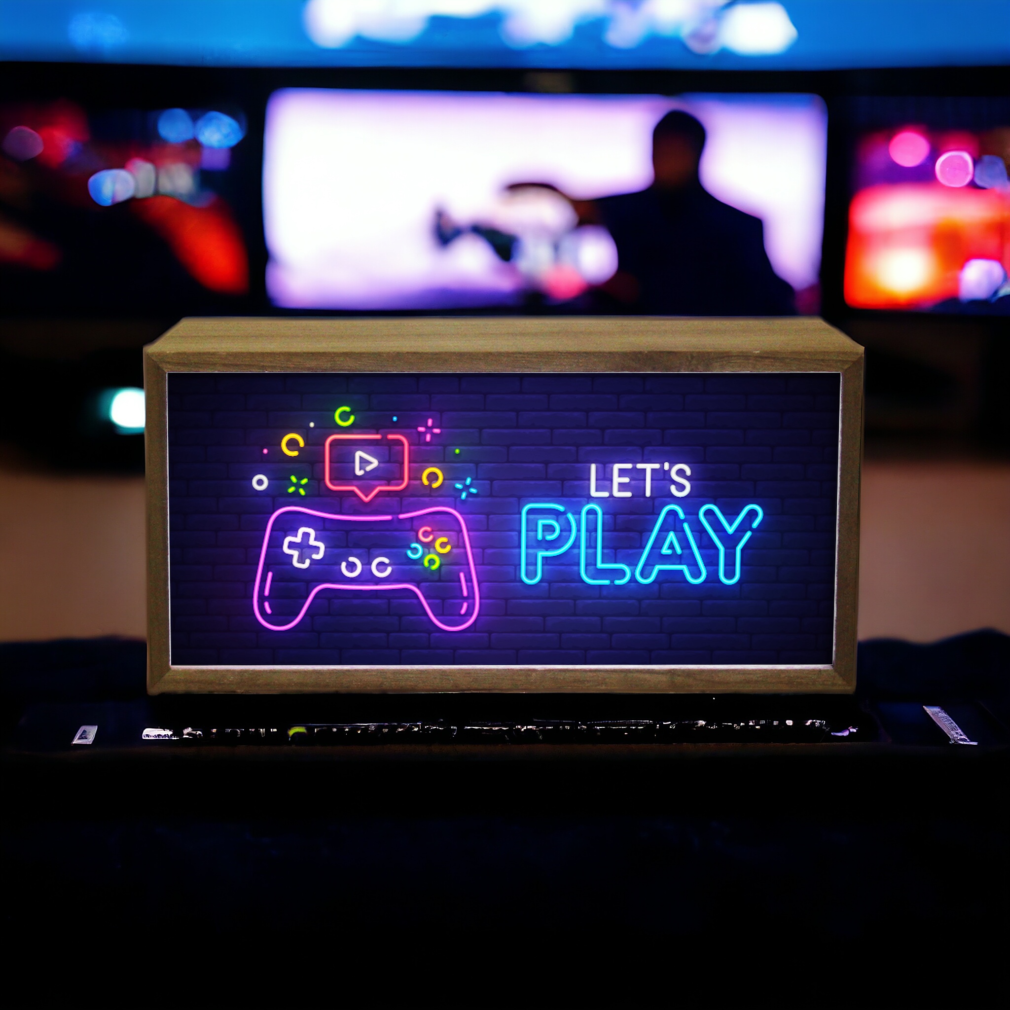 Light Box Kids Let's Play - Bright LED Neon Effect Kids Room Sign