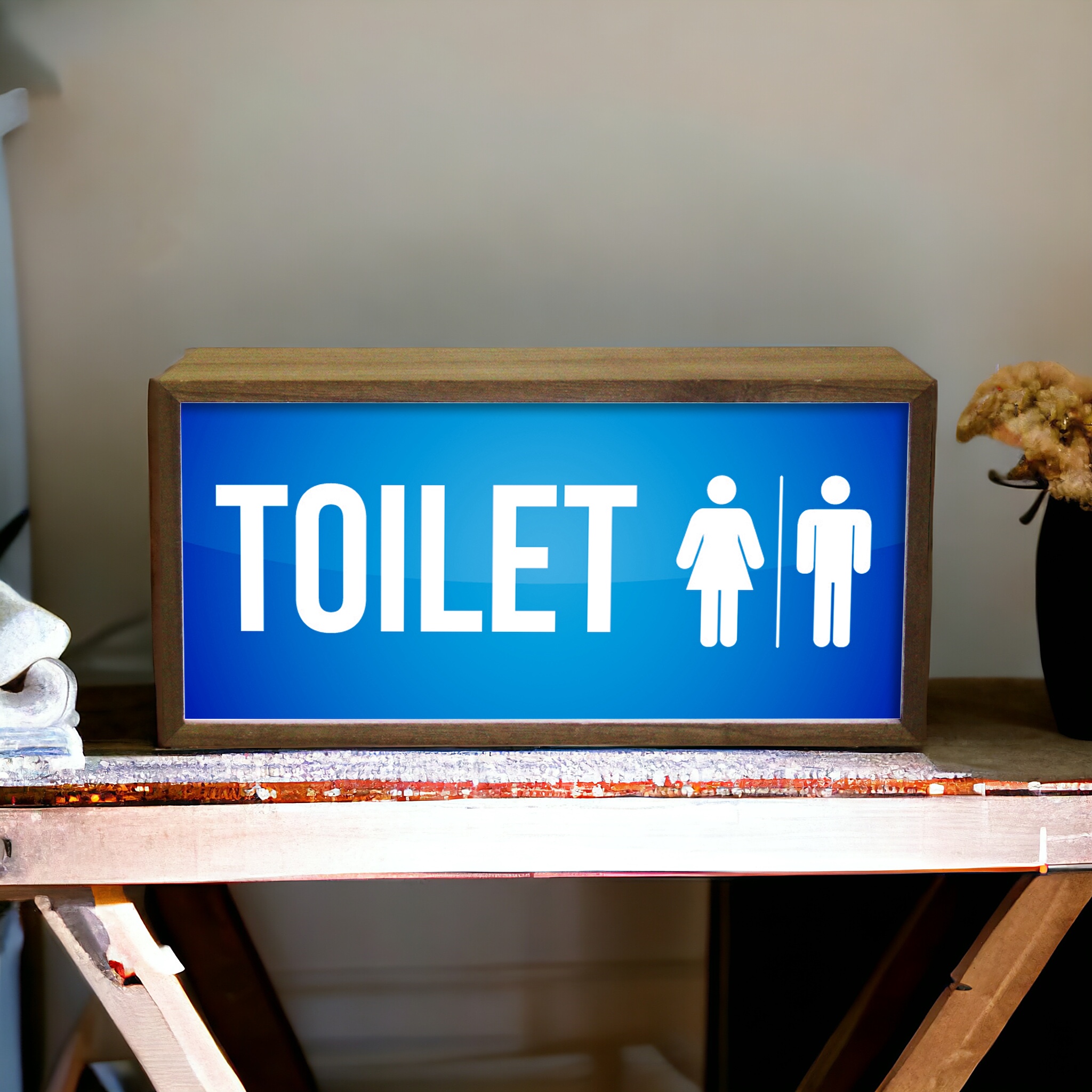 Light Box Toilet Men And Women Sign - Unisex Washroom Signage