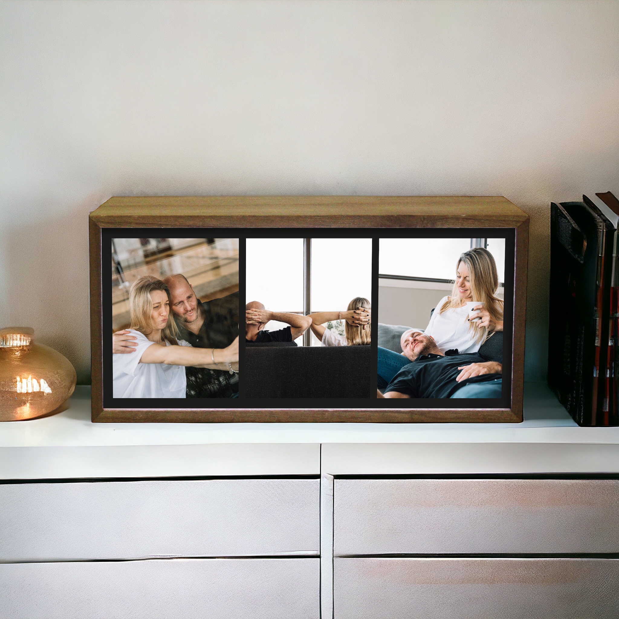 Personalised Light Box Photo Collage Landscape - 3 Memories In 1