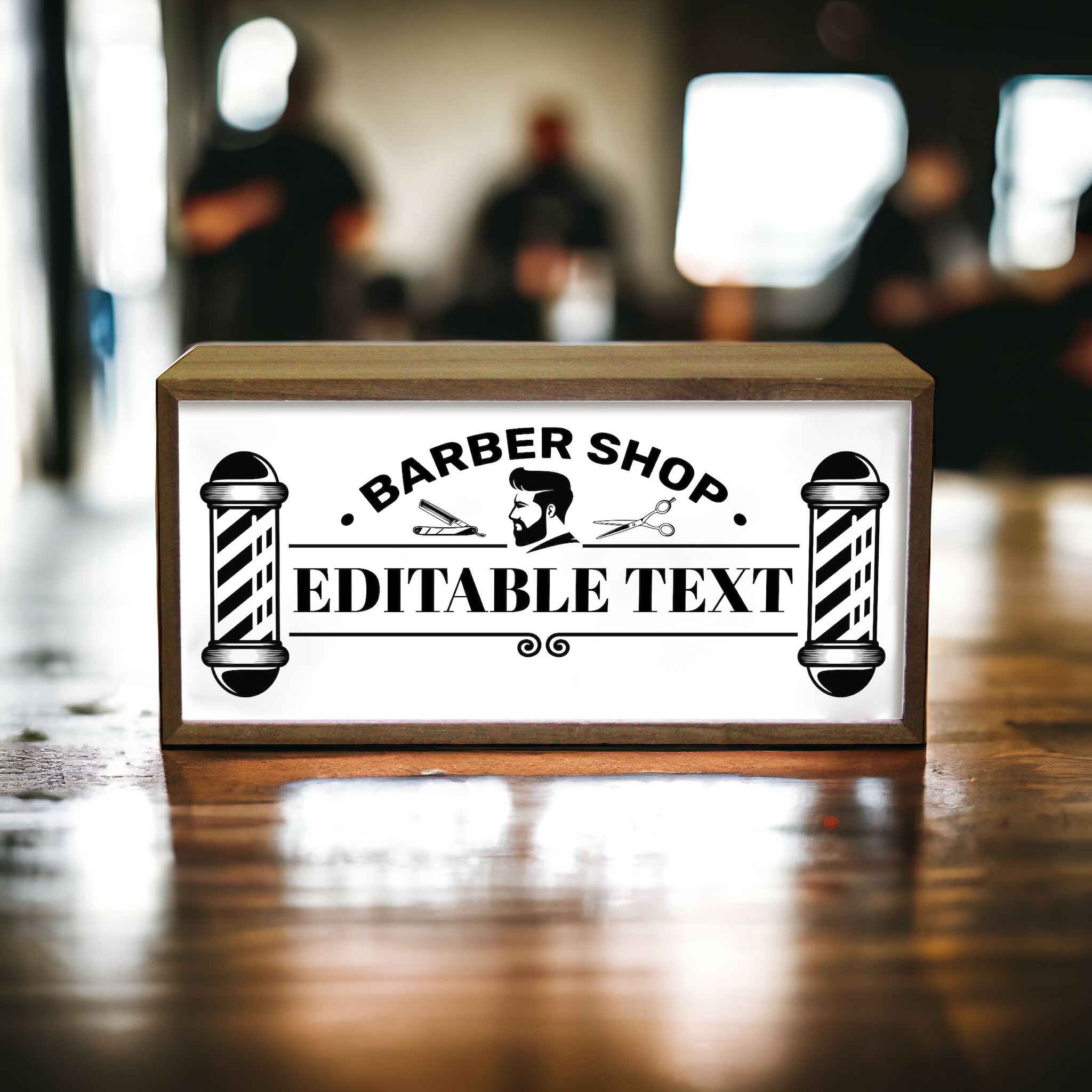 Personalised Light Box Barber Shop Sign - Salon LED Signage