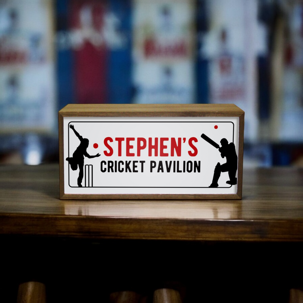Personalised Light Box Sports Cricket Pavillion - LED Room Sign